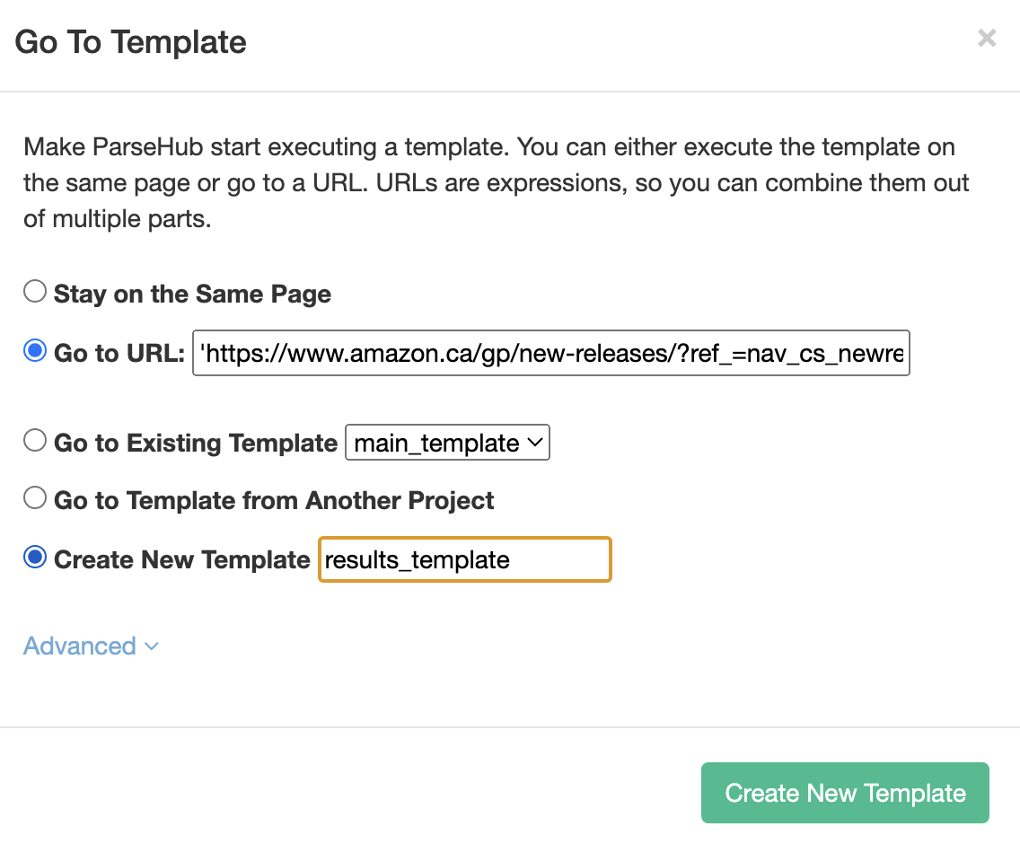 Navigate to a different website or URL – ParseHub Help Center