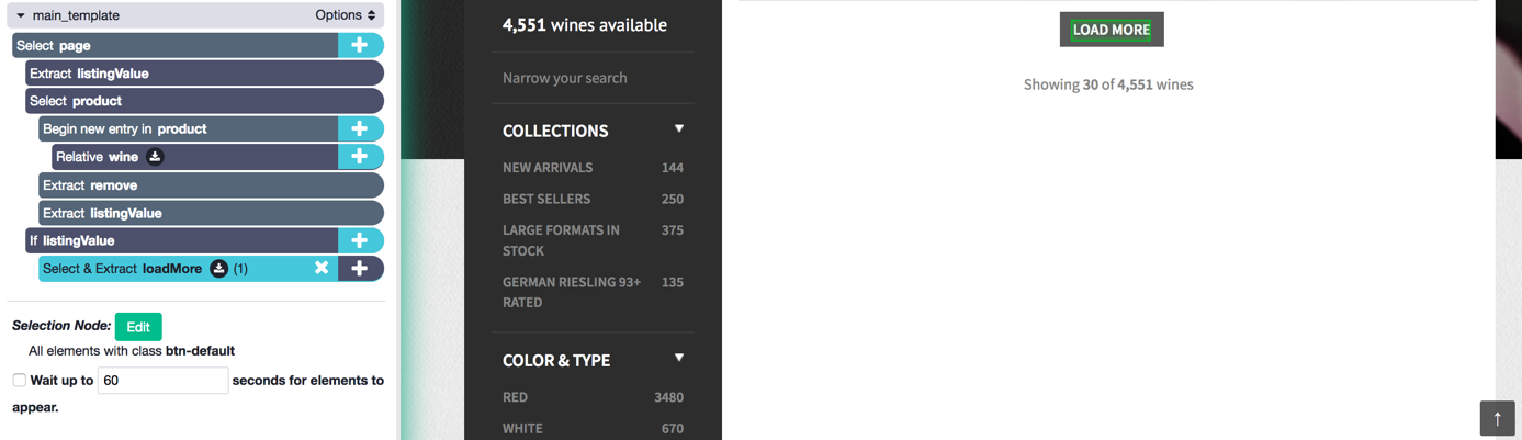 Click on a "Load More" button to reveal data – ParseHub Help Center